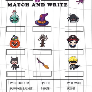 Educational Halloween Themed Printable Word Race and Match and Write ...