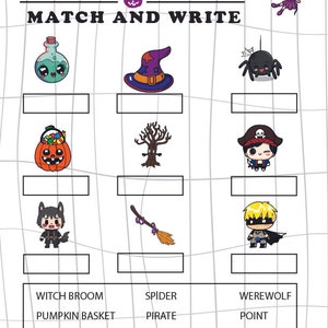 Educational Halloween Themed Printable Word Race and Match and Write ...