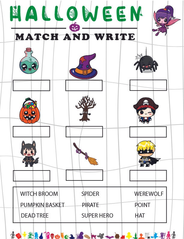 Educational Halloween Themed Printable Word Race and Match and Write ...