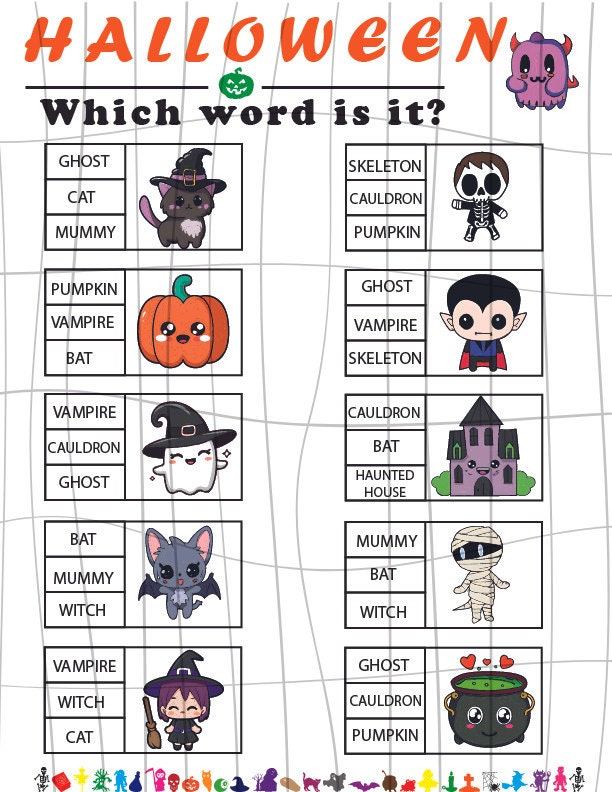 Educational Halloween Themed Printable Word Race and Match and Write ...