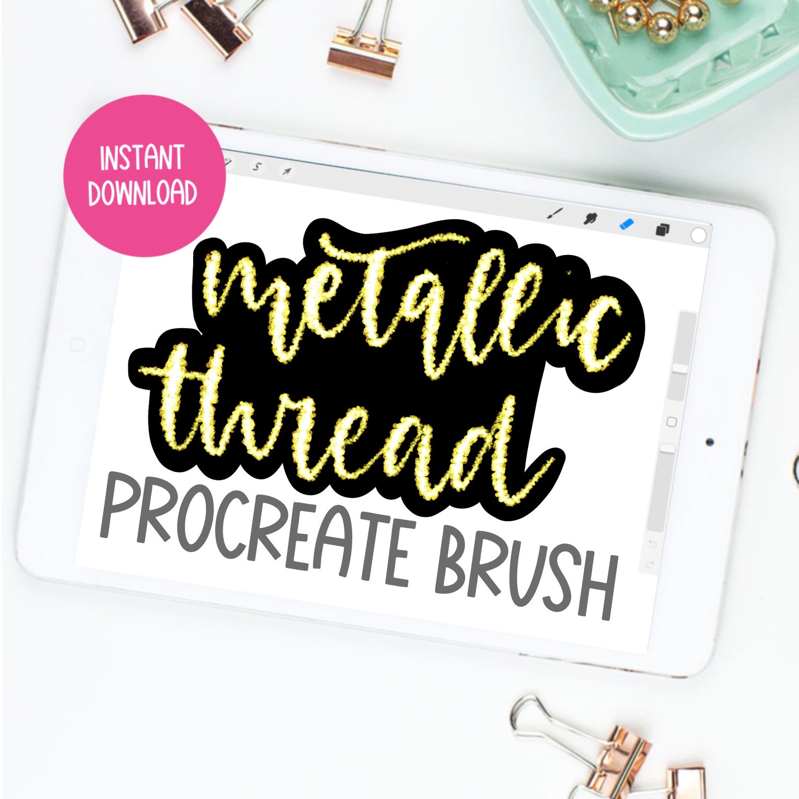 Procreate Brush Bumpy Metallic Foil Custom Script Pen - Hand Lettering ...