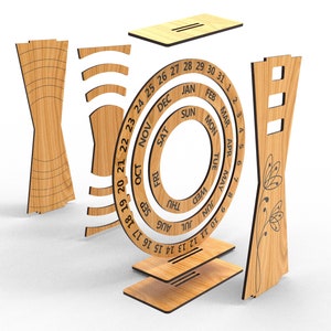 Laser Cut Perpetual Calendar, Calendar Digital File, Ornament Designed ...