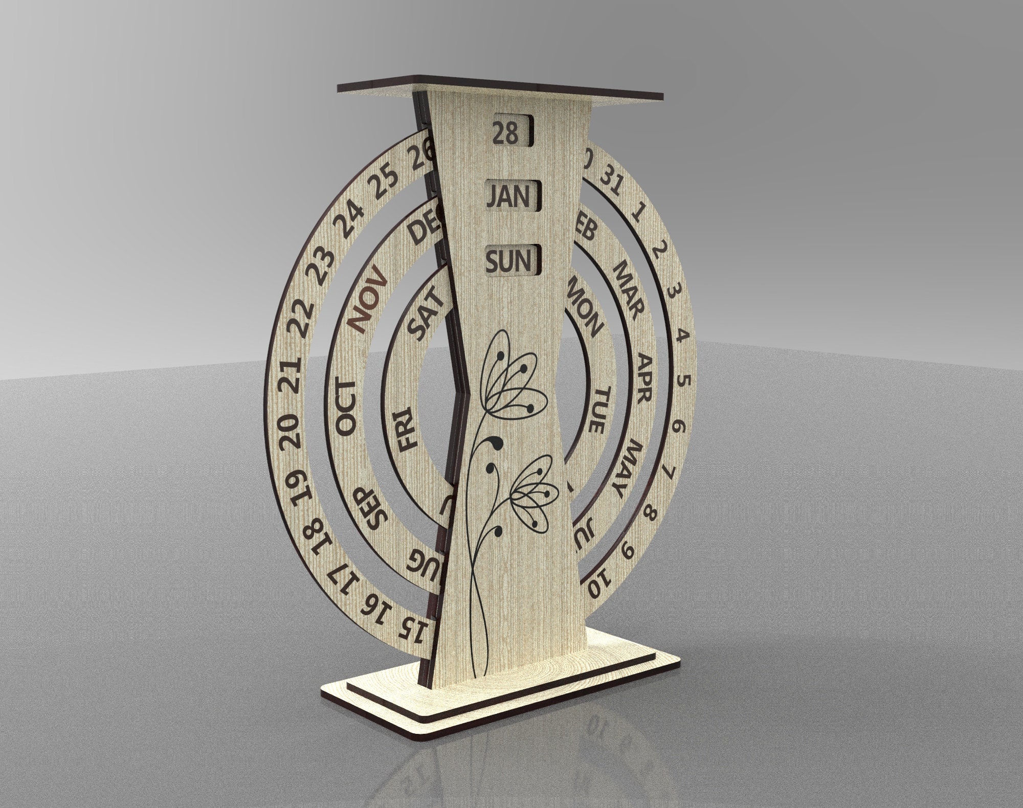 Laser Cut Perpetual Calendar, Calendar Digital File, Ornament Designed ...
