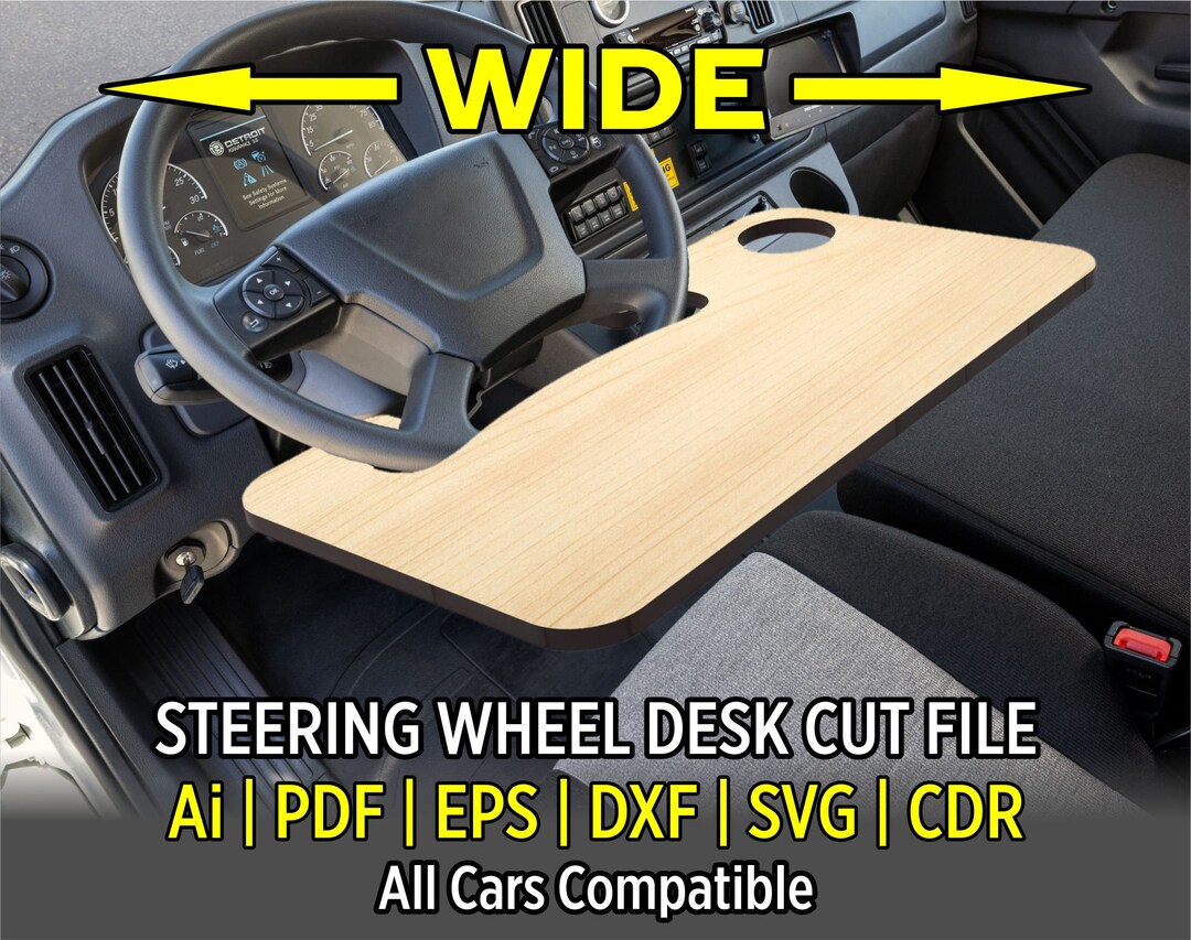 Wide Auto Steering Wheel Desk Drawing File for CNC and Laser Cutting ...