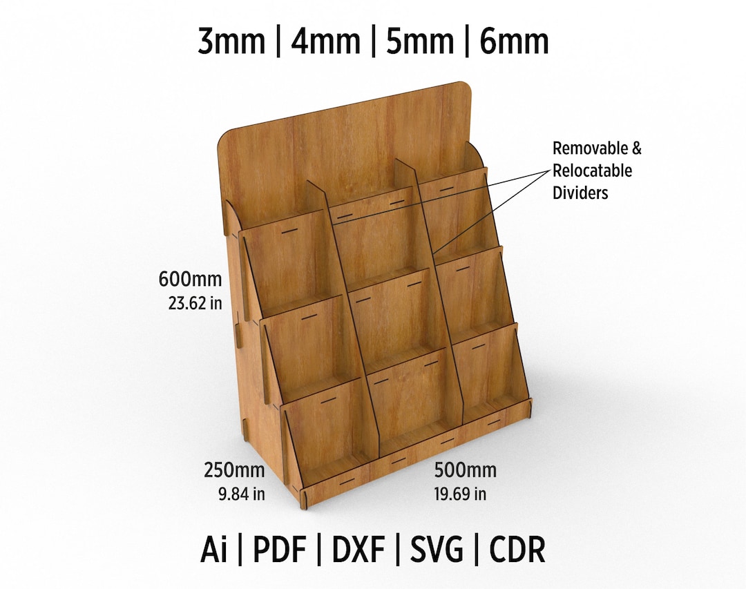 4 Shelves Display Stand Svg Files for Laser Cut Glowforge and Cricut ...