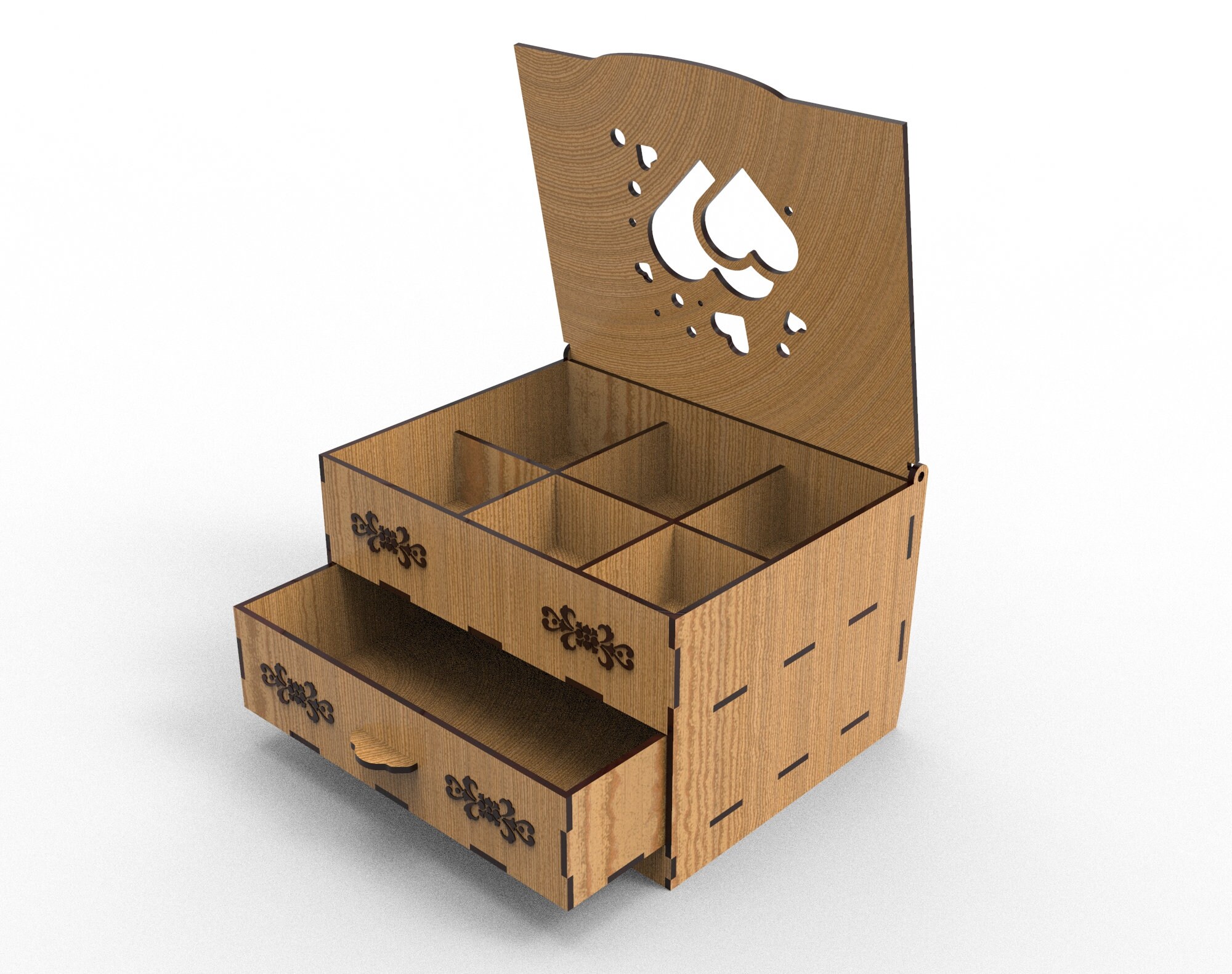 2 Different Designs Included Chest of Drawers Jewelry Box Laser Cutting ...