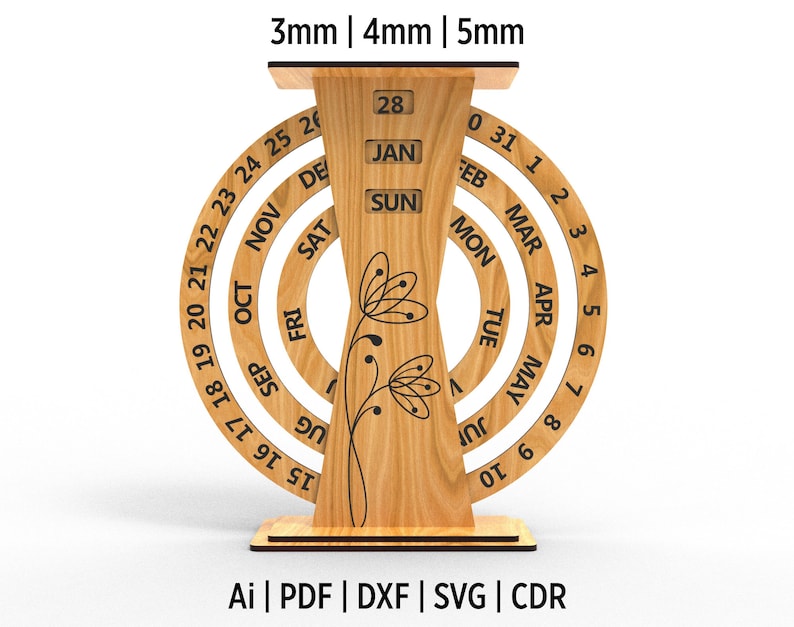 Laser Cut Perpetual Calendar, Calendar Digital File, Ornament Designed ...