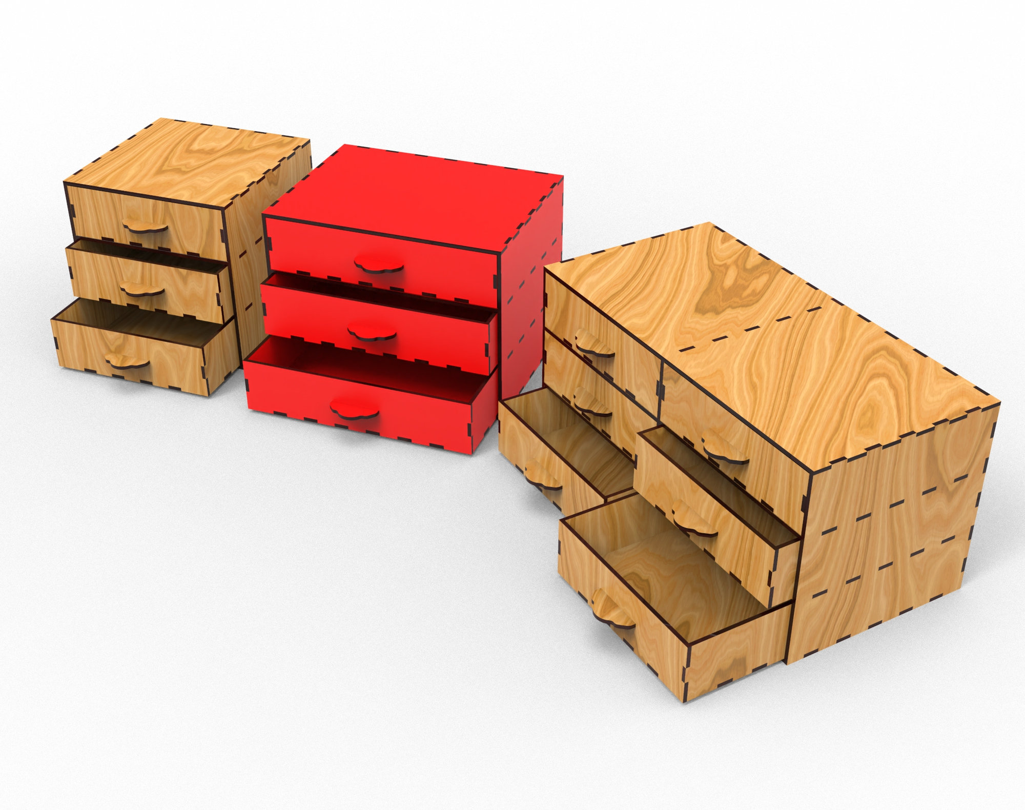Desktop Storage Drawer Set Svg Laser Cutting Files With Different Sizes ...