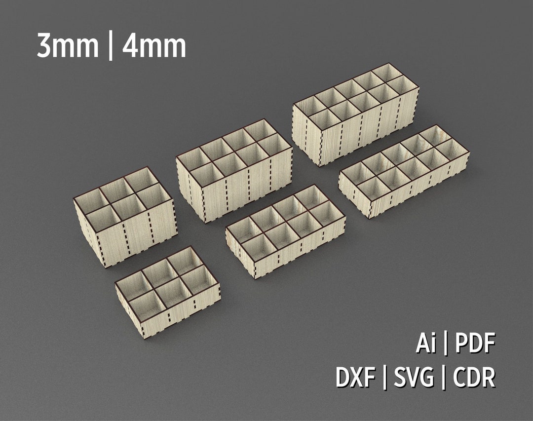 Gridfinity Tray Organizer Laser Cutting Svg and Dxf Files Glowforge ...