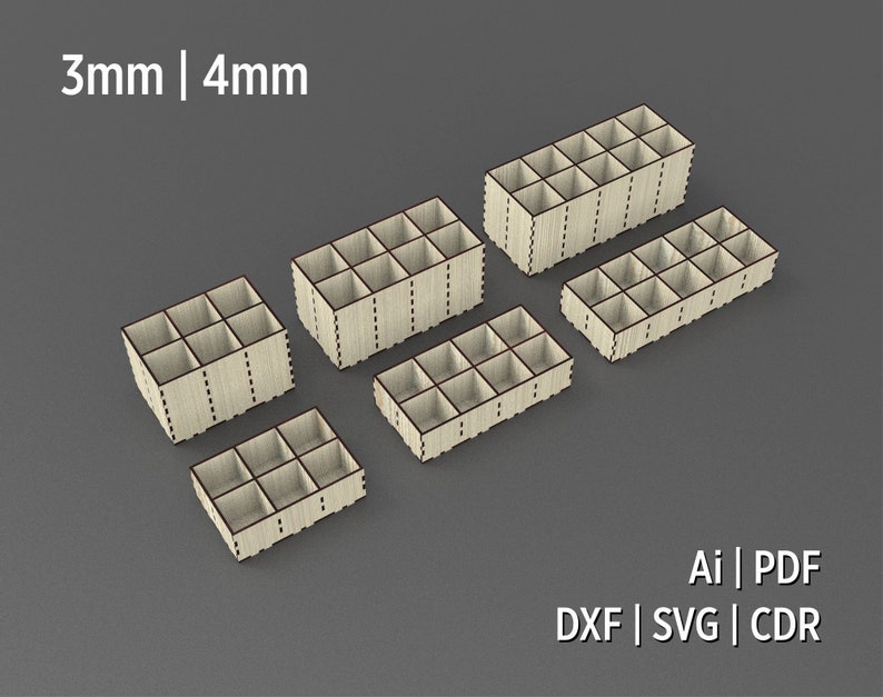 Gridfinity Tray Organizer Laser Cutting Svg and Dxf Files Glowforge ...