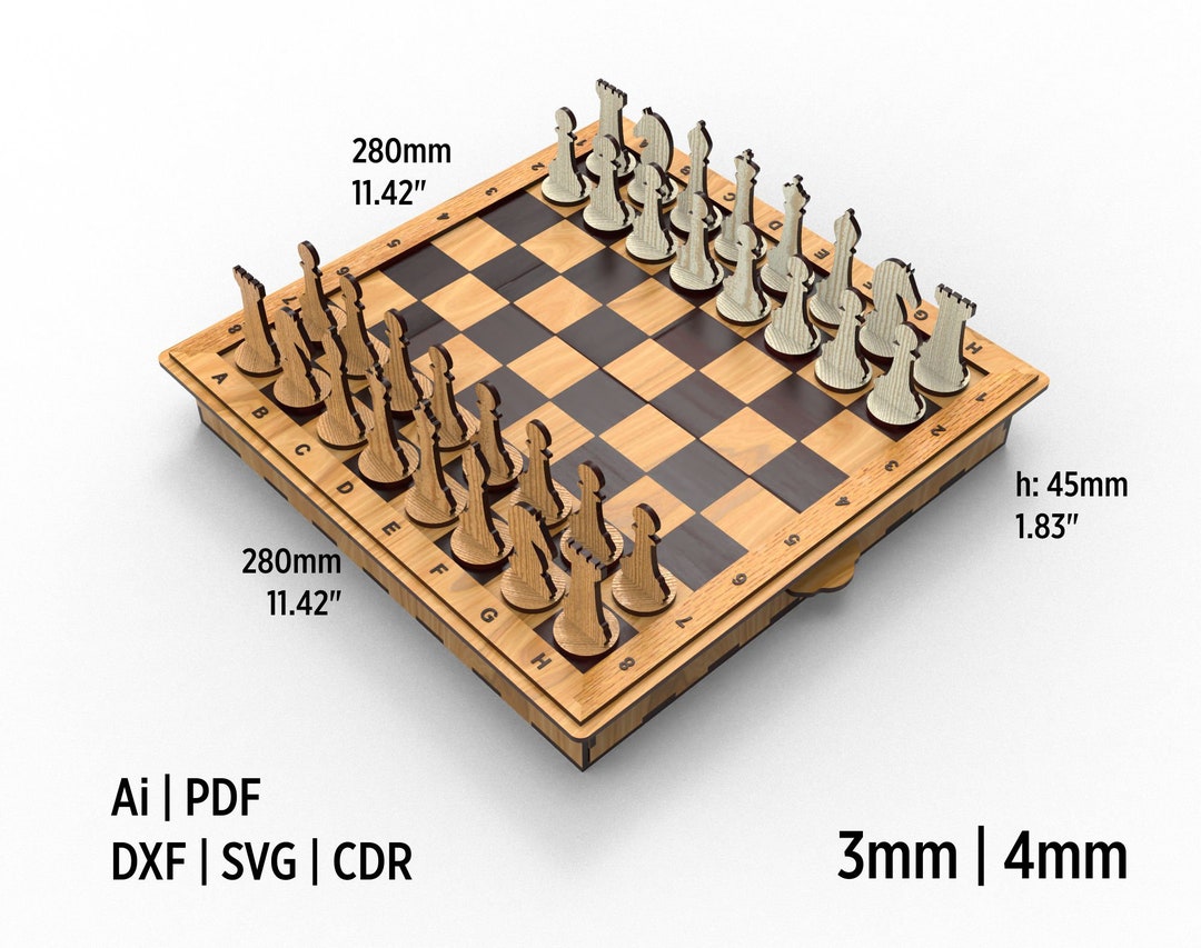 Chess Set Laser Cutting File, Board Game Svg Files Digital Download ...