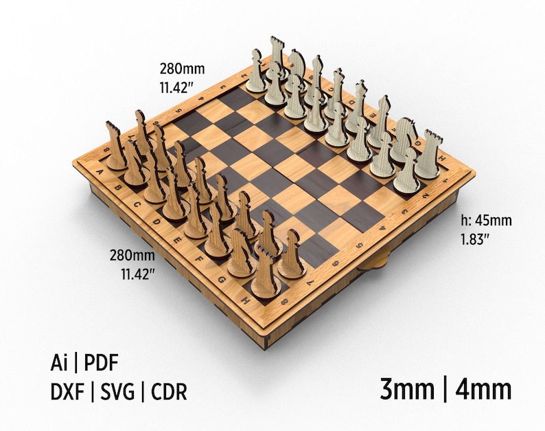 Chess Set Laser Cutting File, Board Game Svg Files Digital Download ...