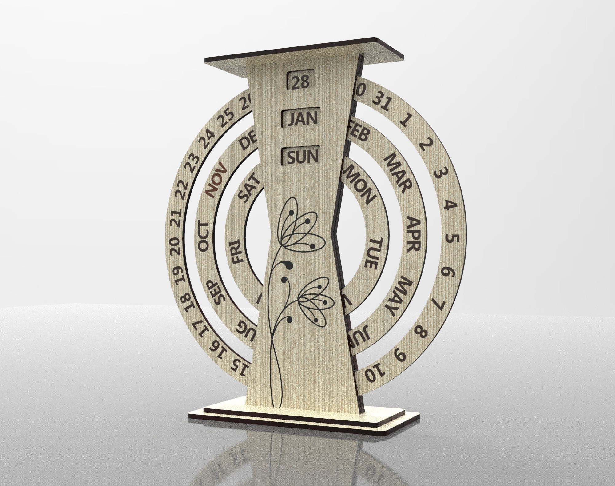 Laser Cut Perpetual Calendar, Calendar Digital File, Ornament Designed ...