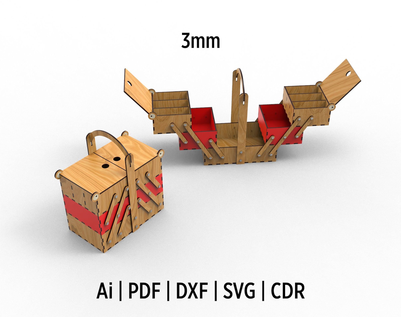 Cantilever Folding Storage Toolbox Box Svg and Dxf Files, 3-layer 5 ...