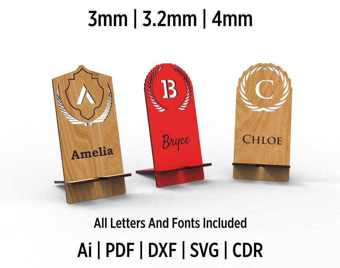 3 Different Designs Custom Phone Holder Stands Svg Files for Laser Cut ...