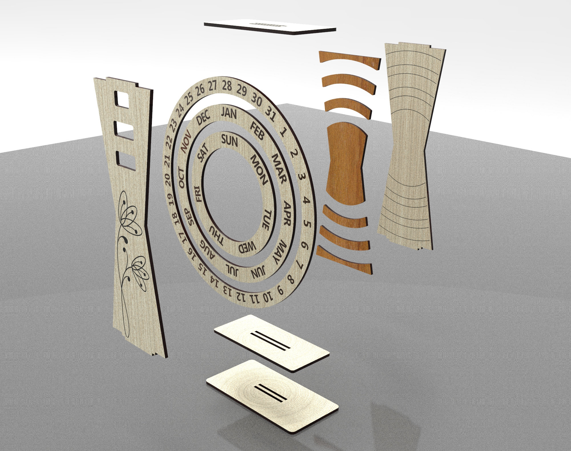 Laser Cut Perpetual Calendar, Calendar Digital File, Ornament Designed ...