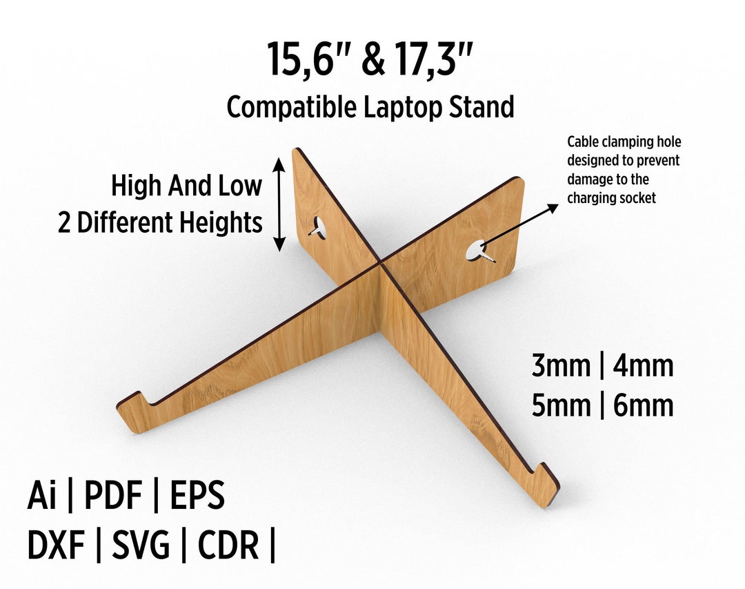 Wooden or Acrylic Cut Compatible Laptop and Monitor Riser Stand Laser ...