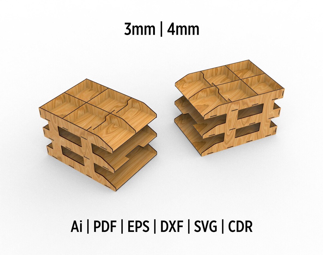 Desktop Organiser Svg Files for Laser Cut, Paper Holder Stand Files ...