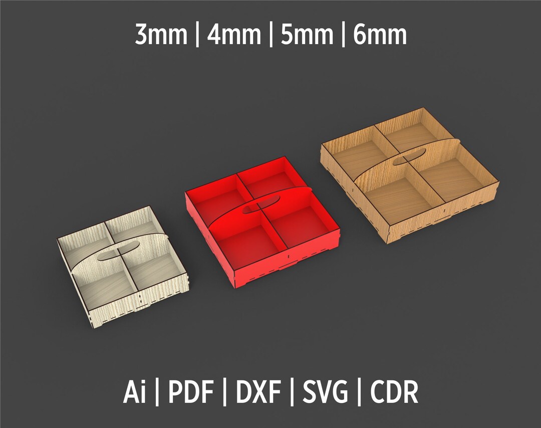 3 Different Sizes Tray With Handle Drawings, Svg Vector Files for Wood ...