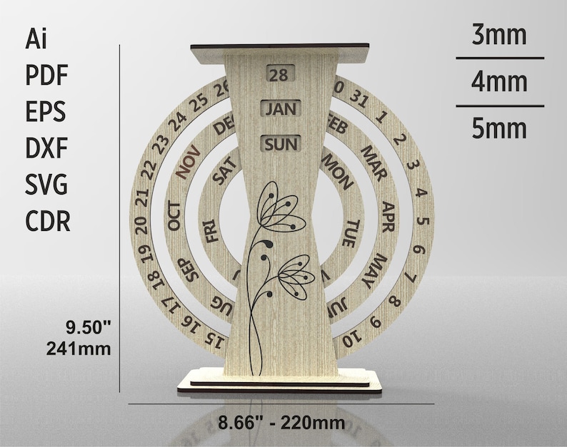 Laser Cut Perpetual Calendar, Calendar Digital File, Ornament Designed ...