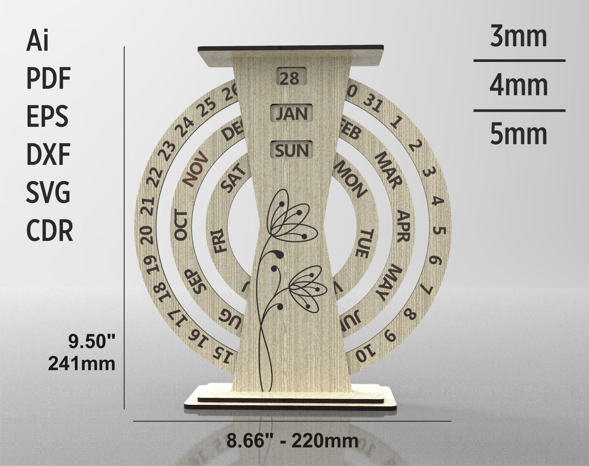 Laser Cut Perpetual Calendar, Calendar Digital File, Ornament Designed ...