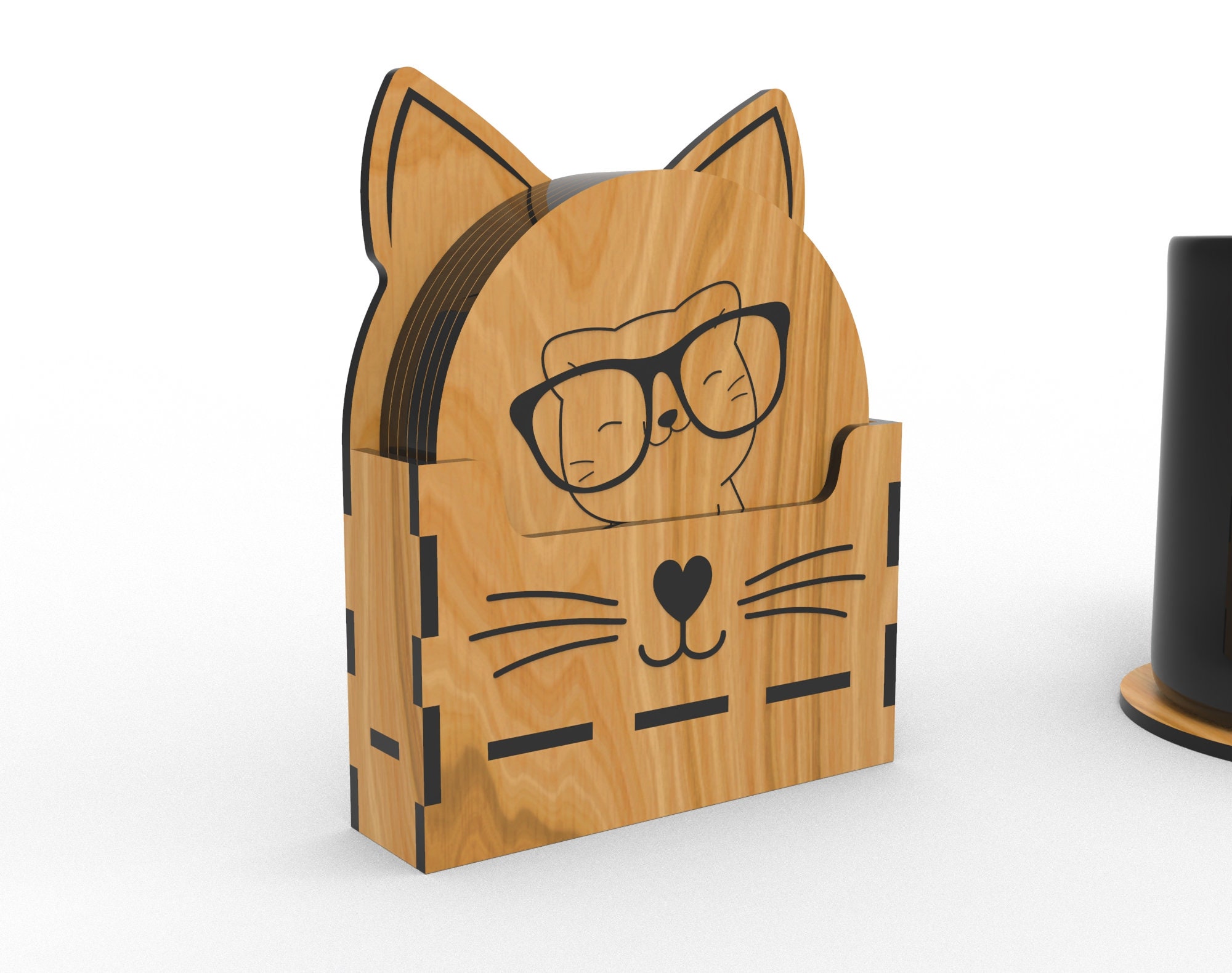 Cute Cat Designed Glass Coaster Svg Dxf and Other Drawing Files for ...