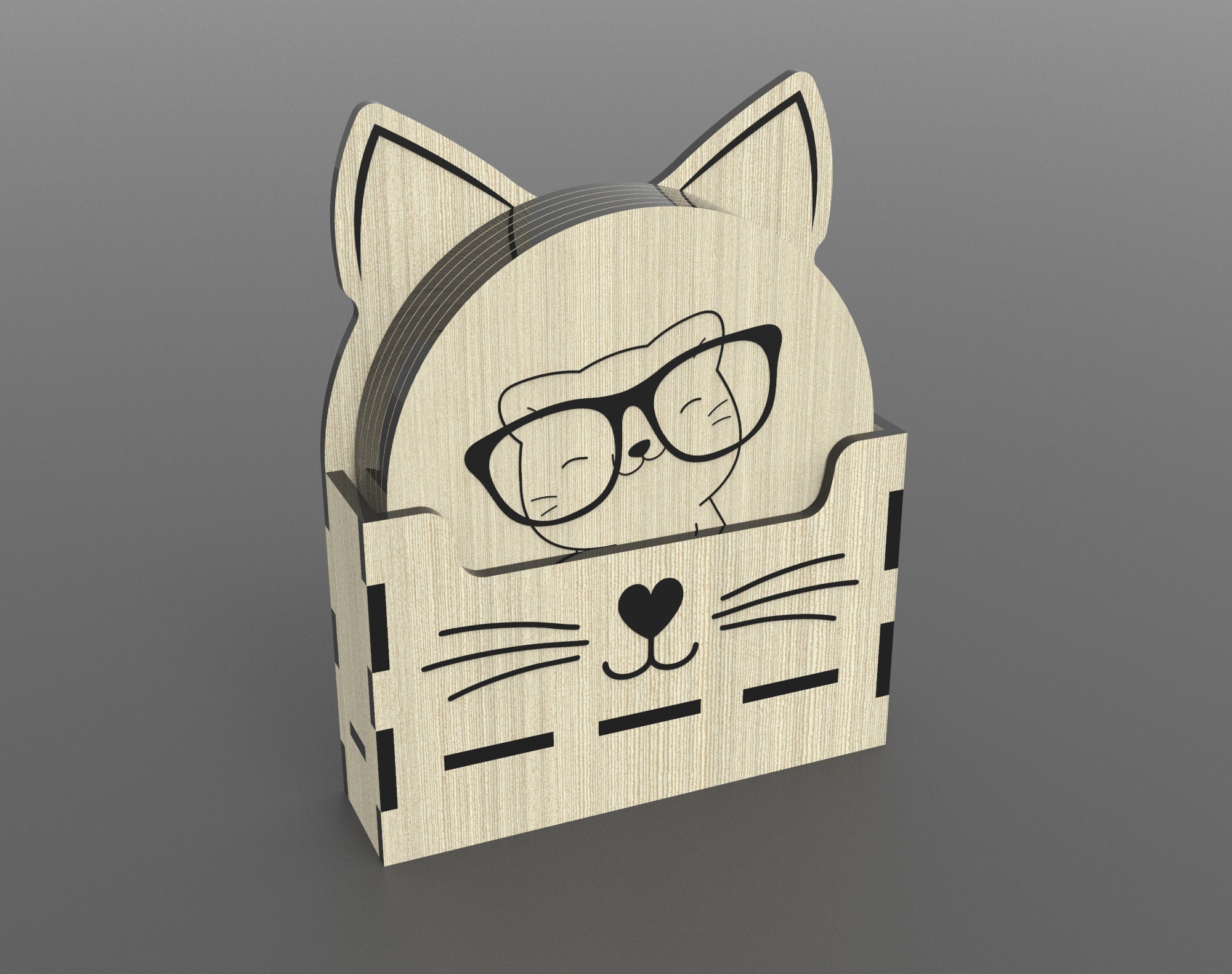 Cute Cat Designed Glass Coaster Svg Dxf and Other Drawing - Etsy