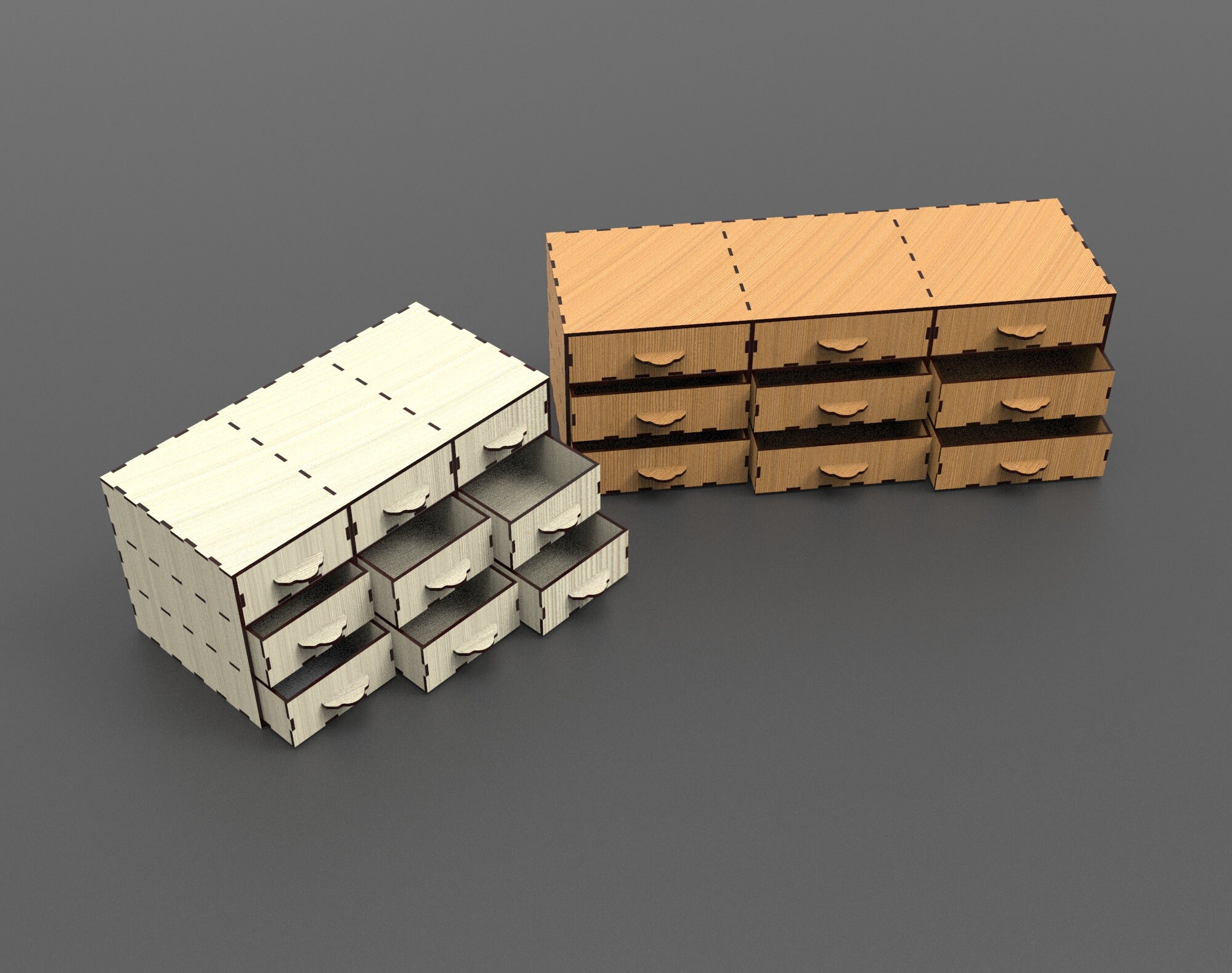 Desktop Storage Drawer Set Svg Laser Cutting Files With Different Sizes ...