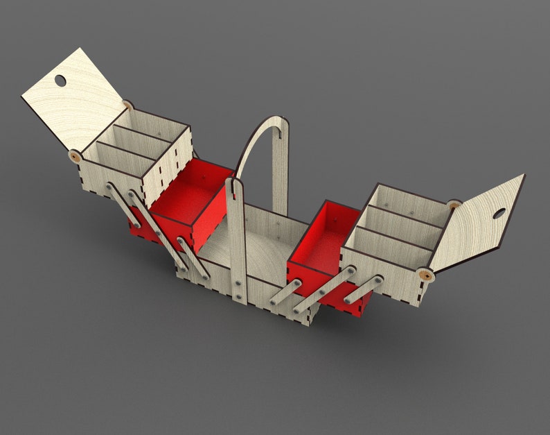 Cantilever Folding Storage Toolbox Box Svg and Dxf Files, 3-layer 5 ...