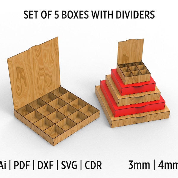 File for Box With Dividers - Etsy