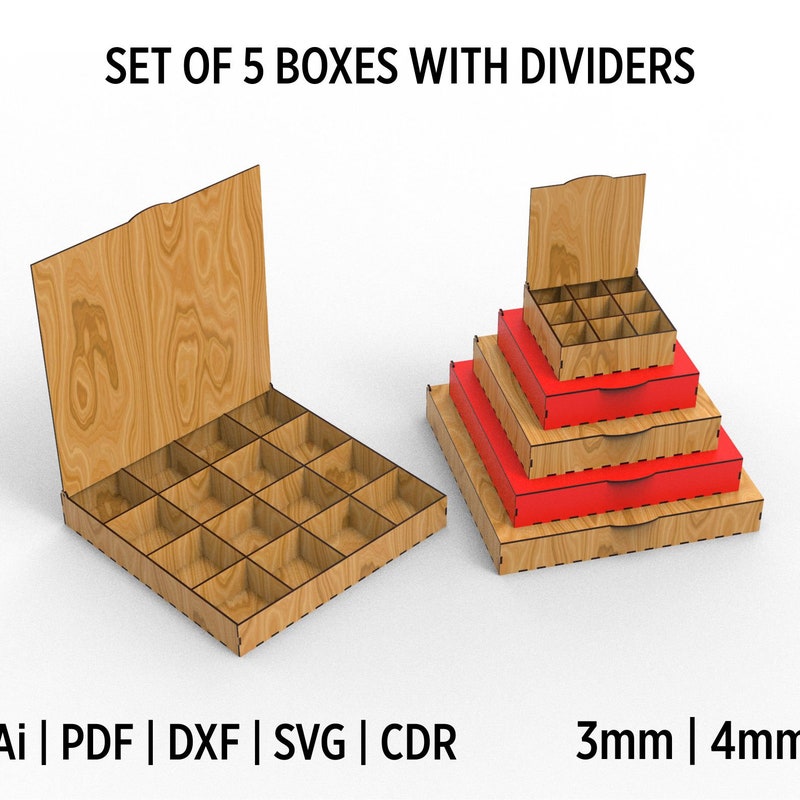 Wood Art Box With Dividers - Etsy UK