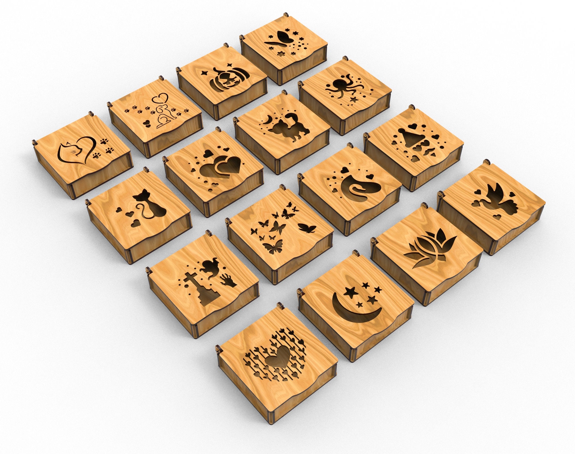 16 Different Decorative Gift Box Laser Cut Dxf, Svg, CDR, Ai, Pdf and ...