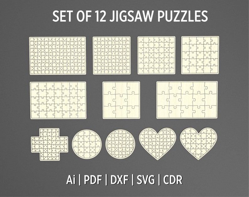 Puzzle Svg Bundle Laser Cut Puzzle Template Svg, Jigsaw Svg, Dxf Files ...
