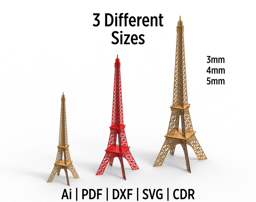 3 Different Size Eiffel Tower Laser Cut Files, Eiffel Tower Decoration ...