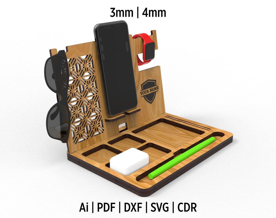 Desk Organizer Laser Cut Svg, Ai, Pdf, Eps, Dxf and CDR Files, Dock ...