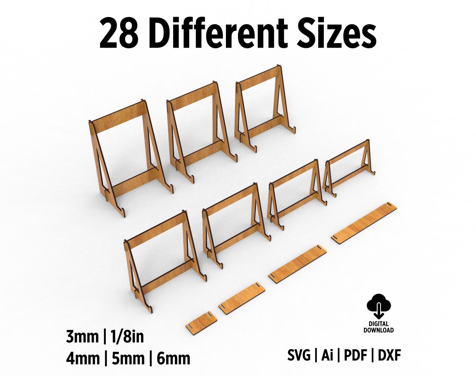 Easel Display Stands 7 Different Heights and Widths, Laser Cut Svg and ...
