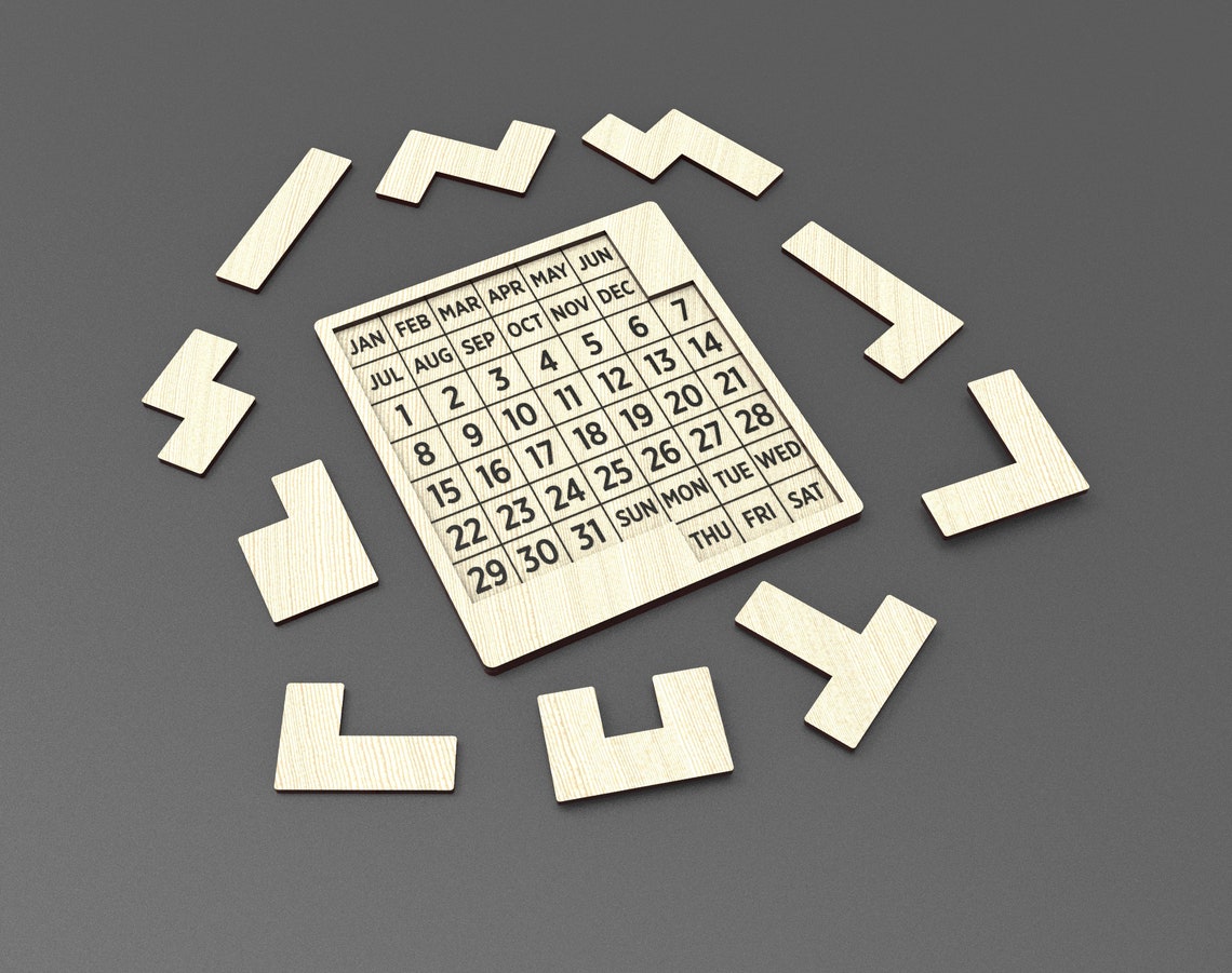 Daily Calendar Puzzle, Infinite Puzzle, Ai, Pdf, Eps, Dxf, Svg and Cdr ...