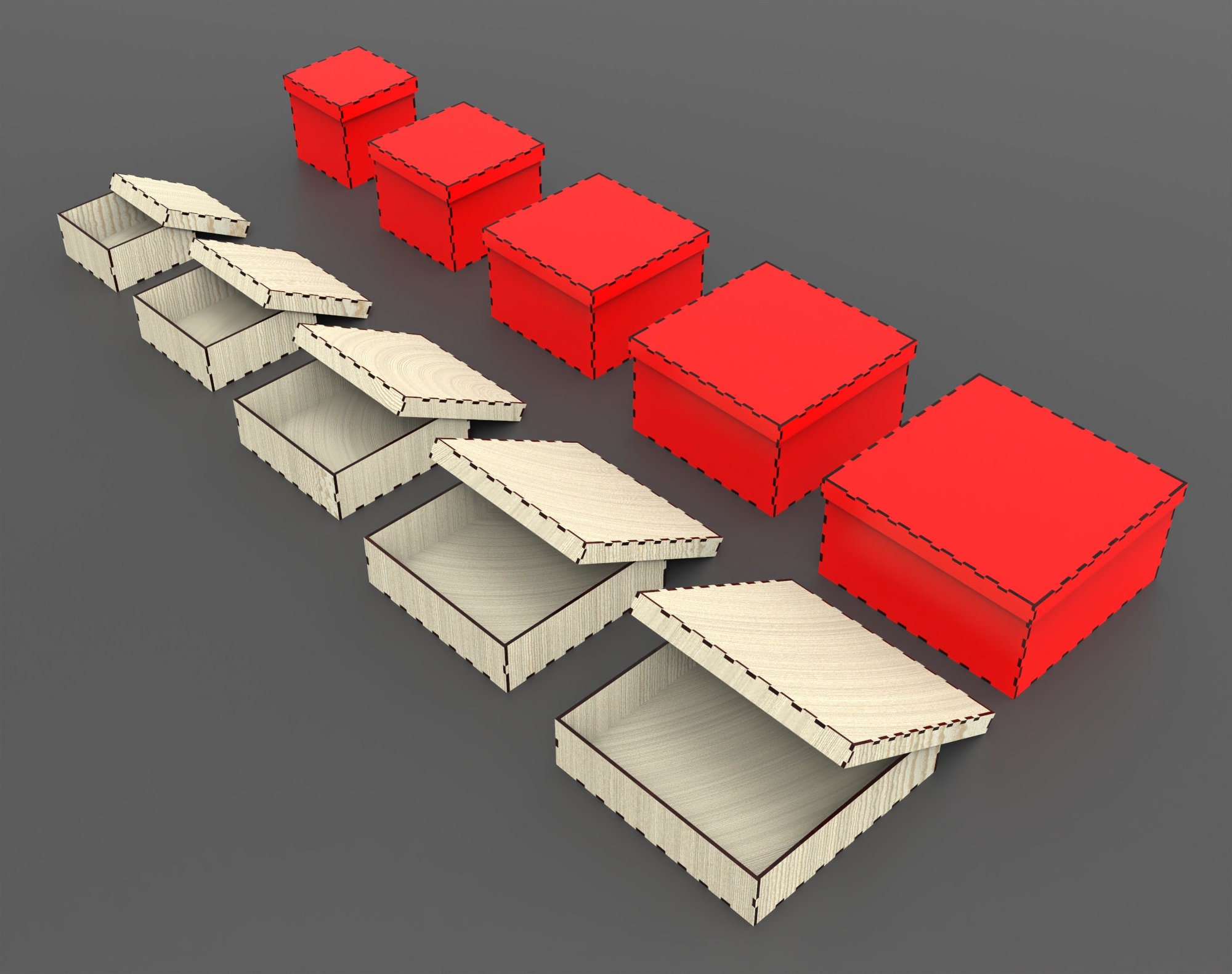 16 Different Sizes Box and Cover Bundle File for Wood or Acrylic Laser ...