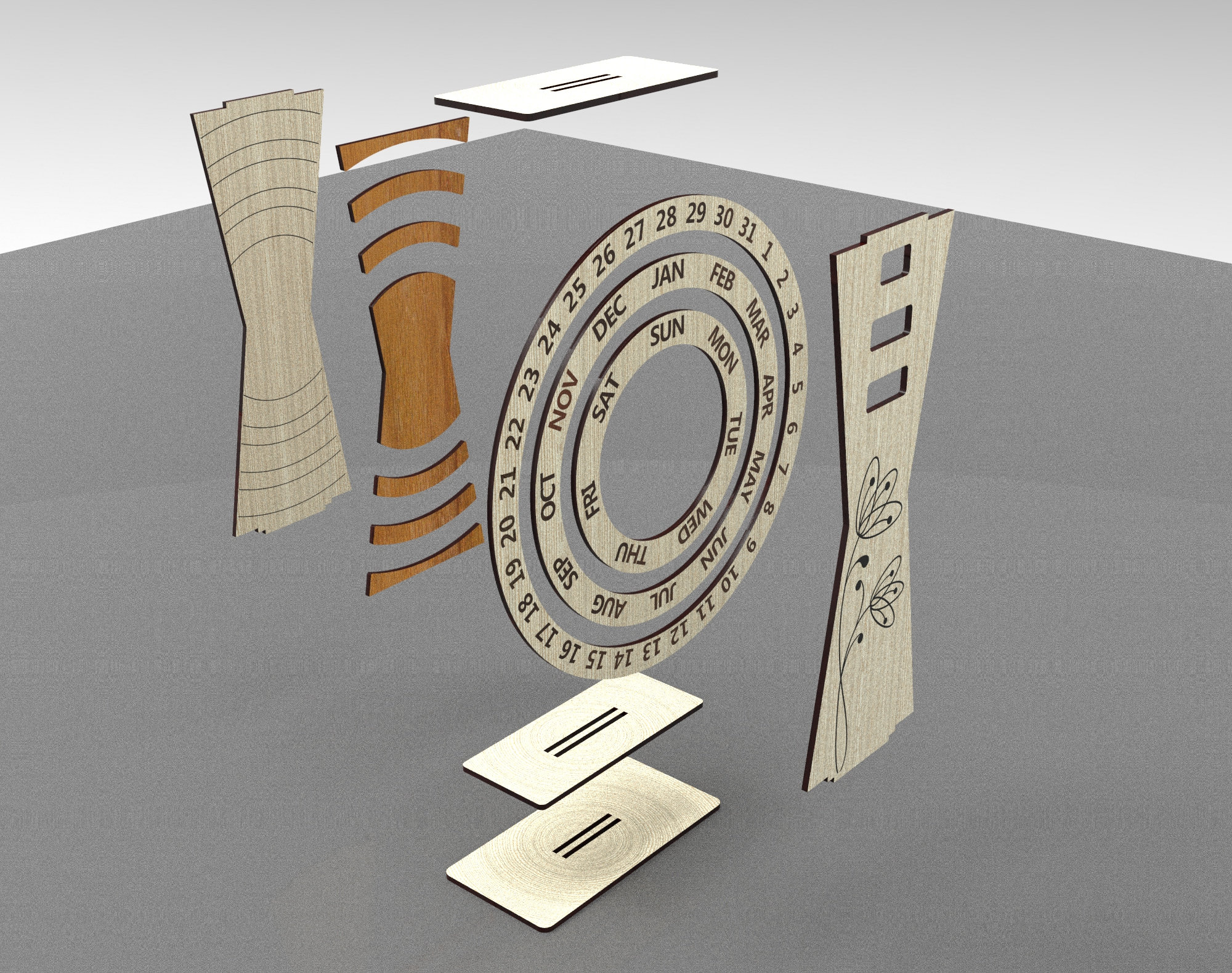 Laser Cut Perpetual Calendar, Calendar Digital File, Ornament Designed ...