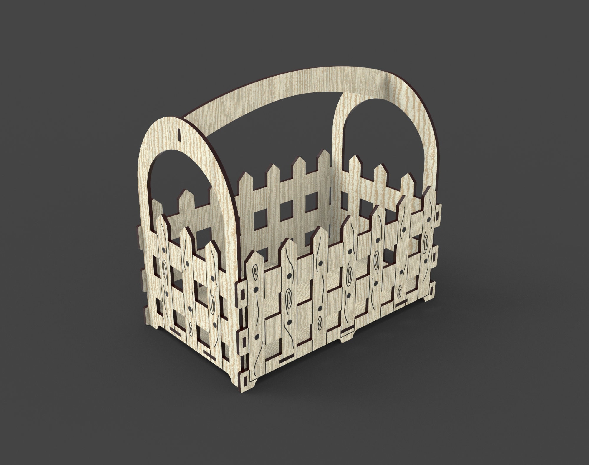 3 Different Sizes Basket SVG Files for Laser Cutting Garden Fence ...