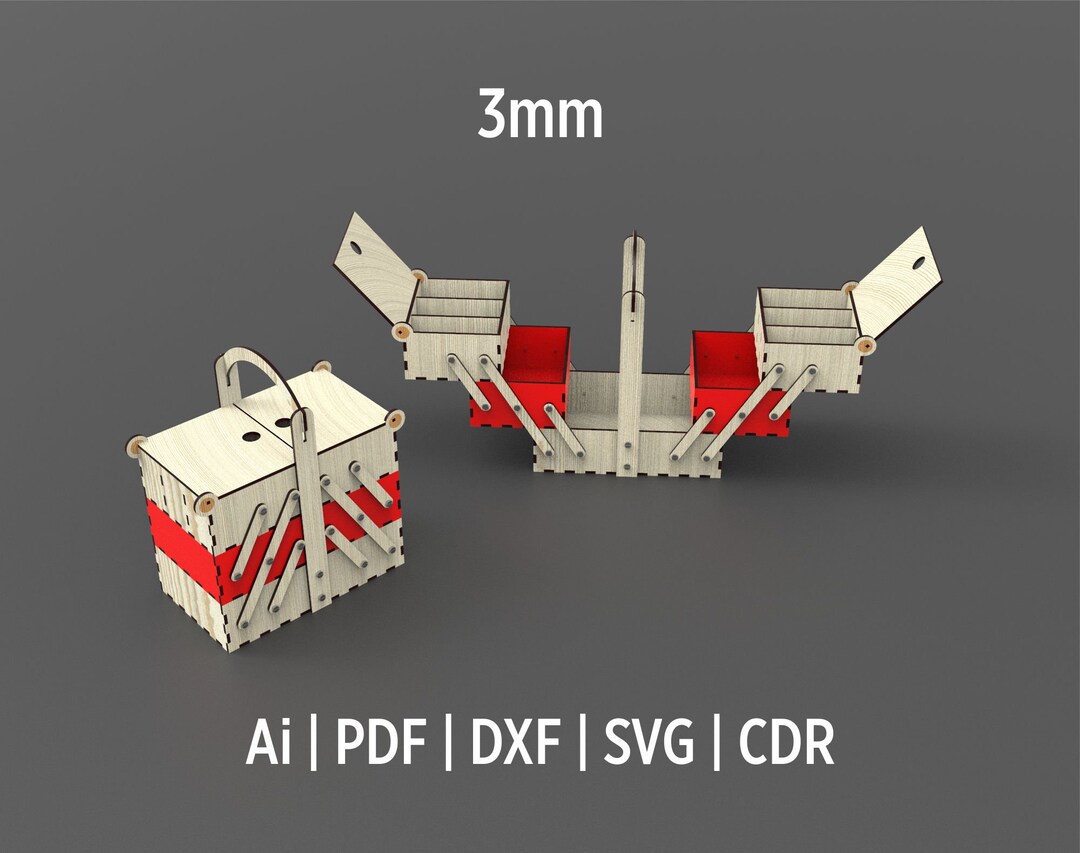 Cantilever Folding Storage Toolbox Box Svg and Dxf Files, 3-layer 5 ...