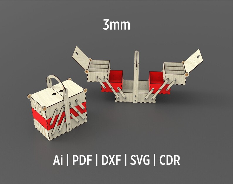 Cantilever Folding Storage Toolbox Box Svg and Dxf Files, 3-layer 5 ...