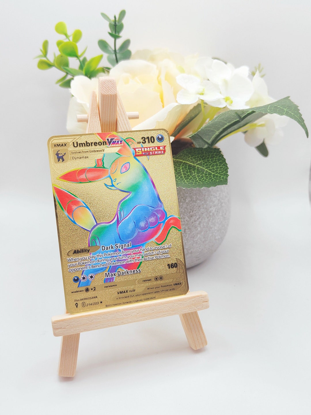 Pokemon Umbreon VMAX Rainbow // Gold Solid Metal Custom Card - Etsy
