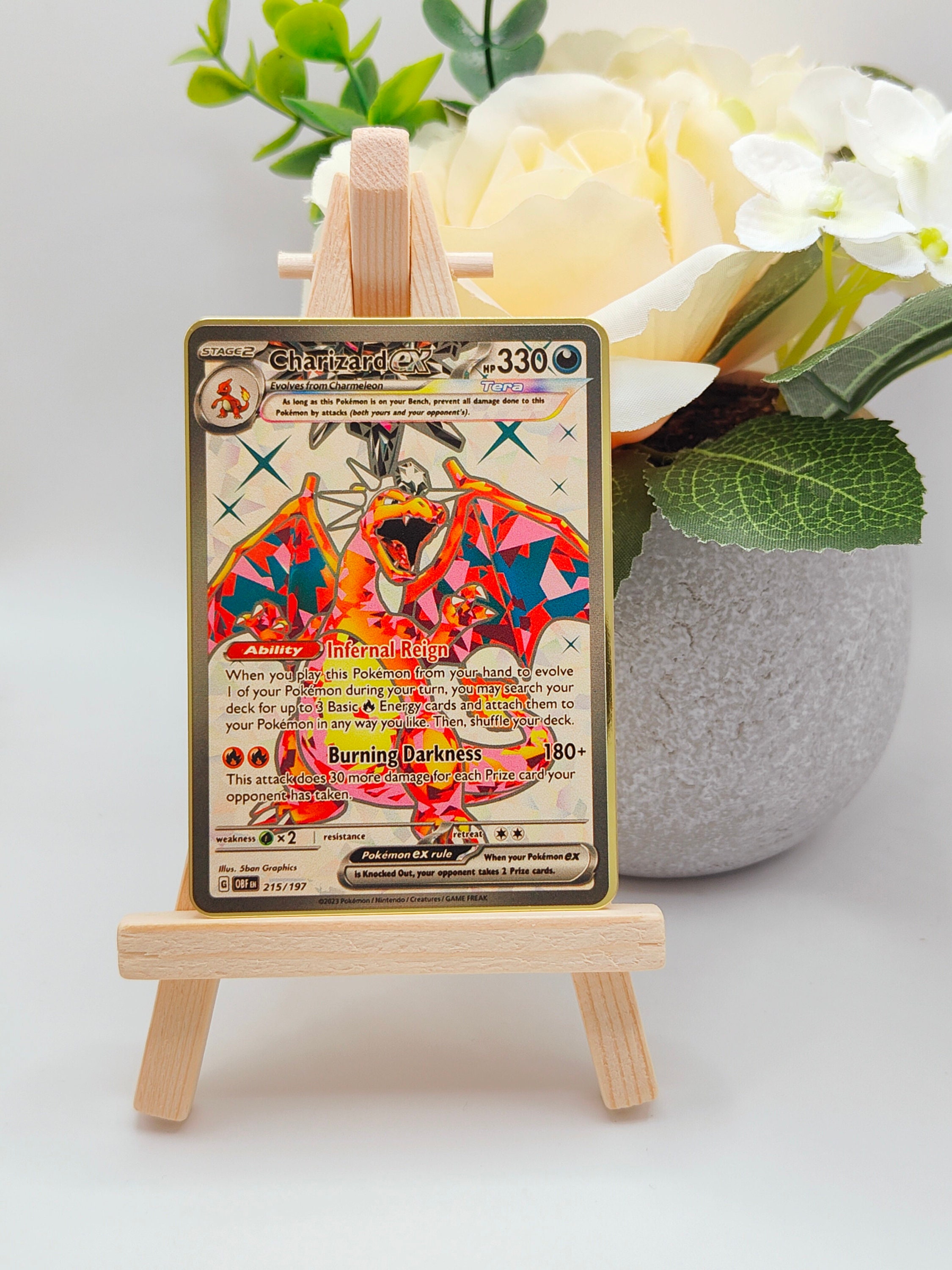 Pokemon Charizard EX Obsidian Flame // Gold Solid Metal Custom Proxy ...