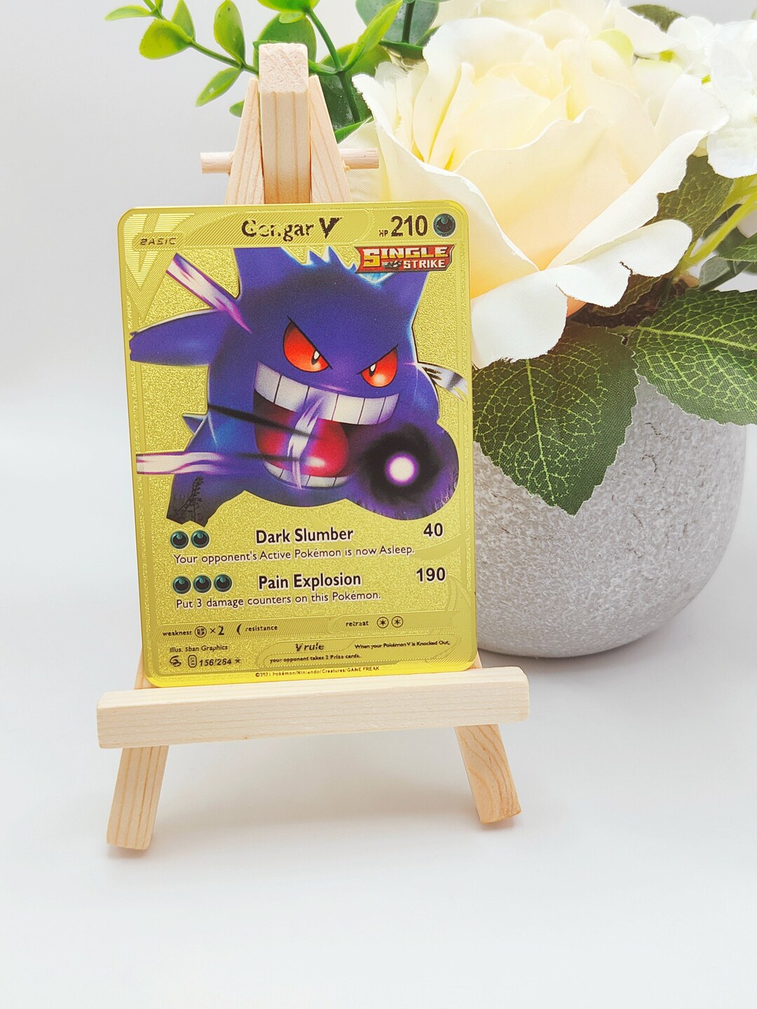 Pokemon Gengar V // Dark Slumber/pain Explosion // Gold Solid - Etsy