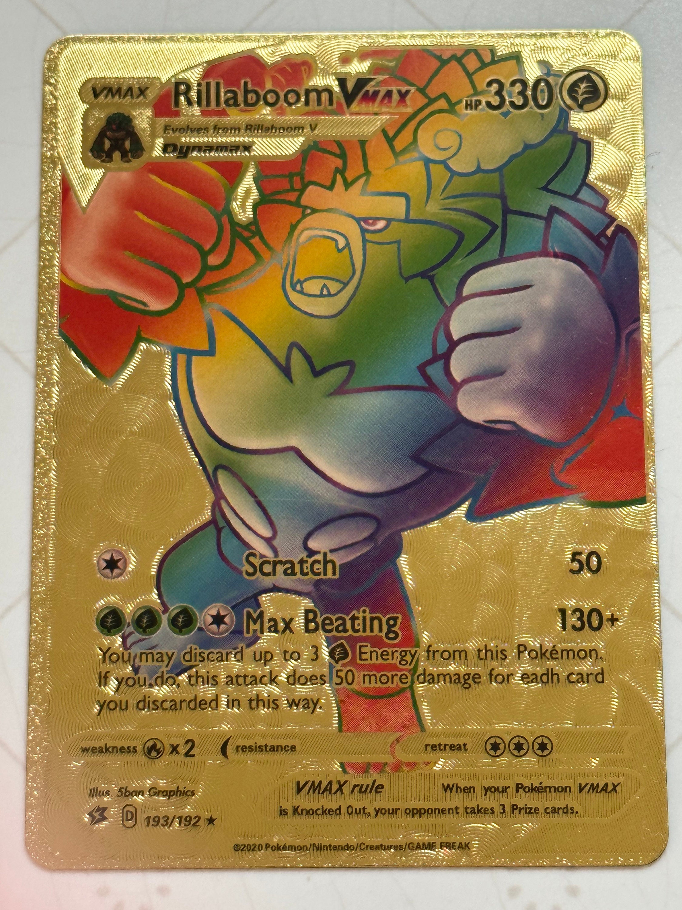 Pokemon Rillaboom VMAX Black/gold/silver Rainbow Foil Metal - Etsy