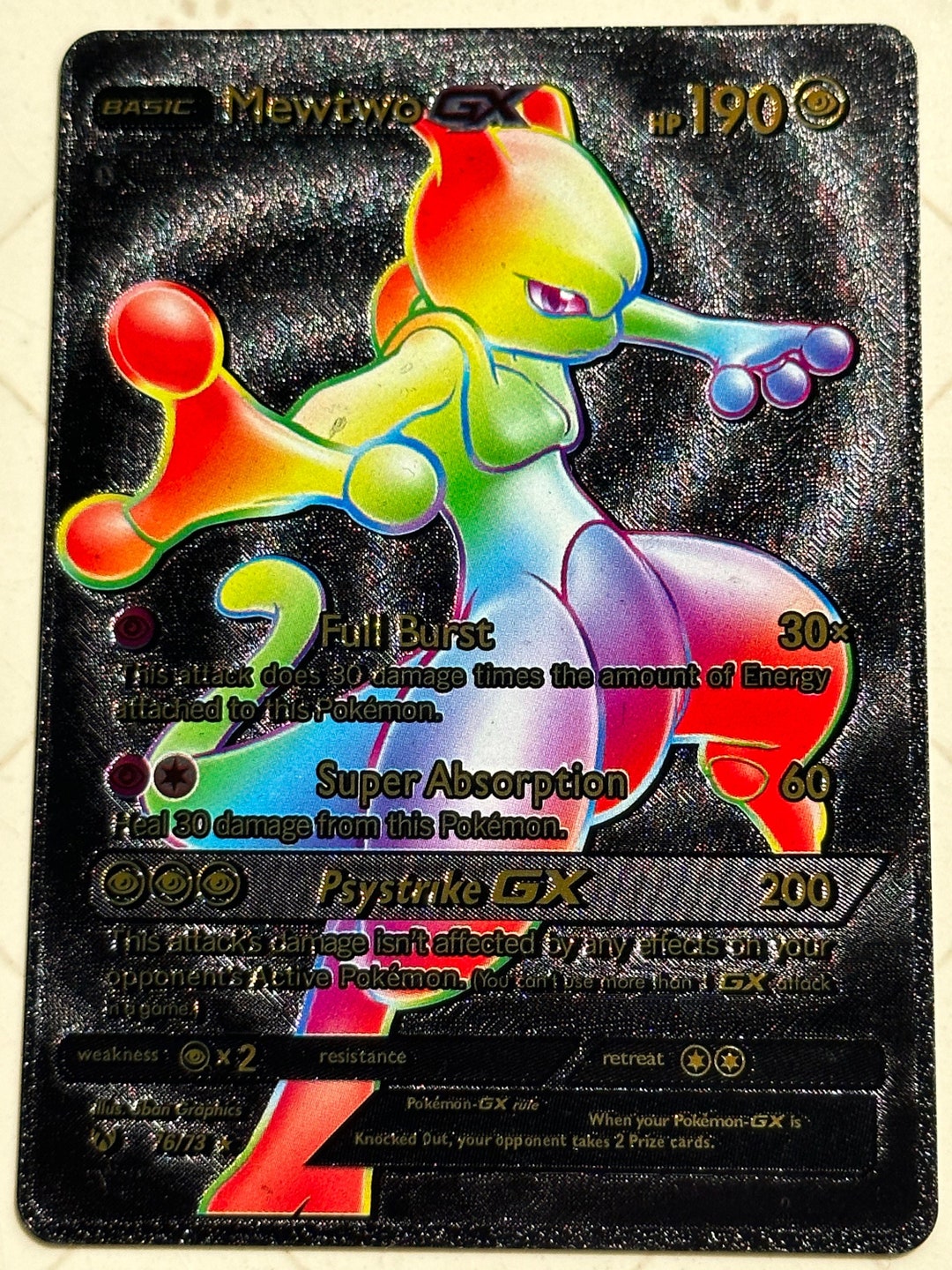 Pokemon Mewtwo VMAX Black/gold/silver Rainbow Foil Metal Card - Etsy