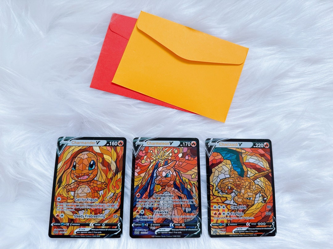 Pokemon Charmander Charmeleon Charizard // Church Glass Style - Etsy