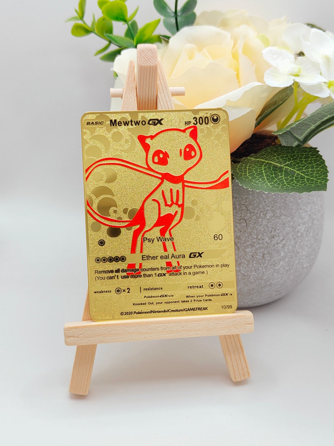 Pokemon Mewtwo GX 300 HP // Gold Solid Metal Custom Card - Etsy