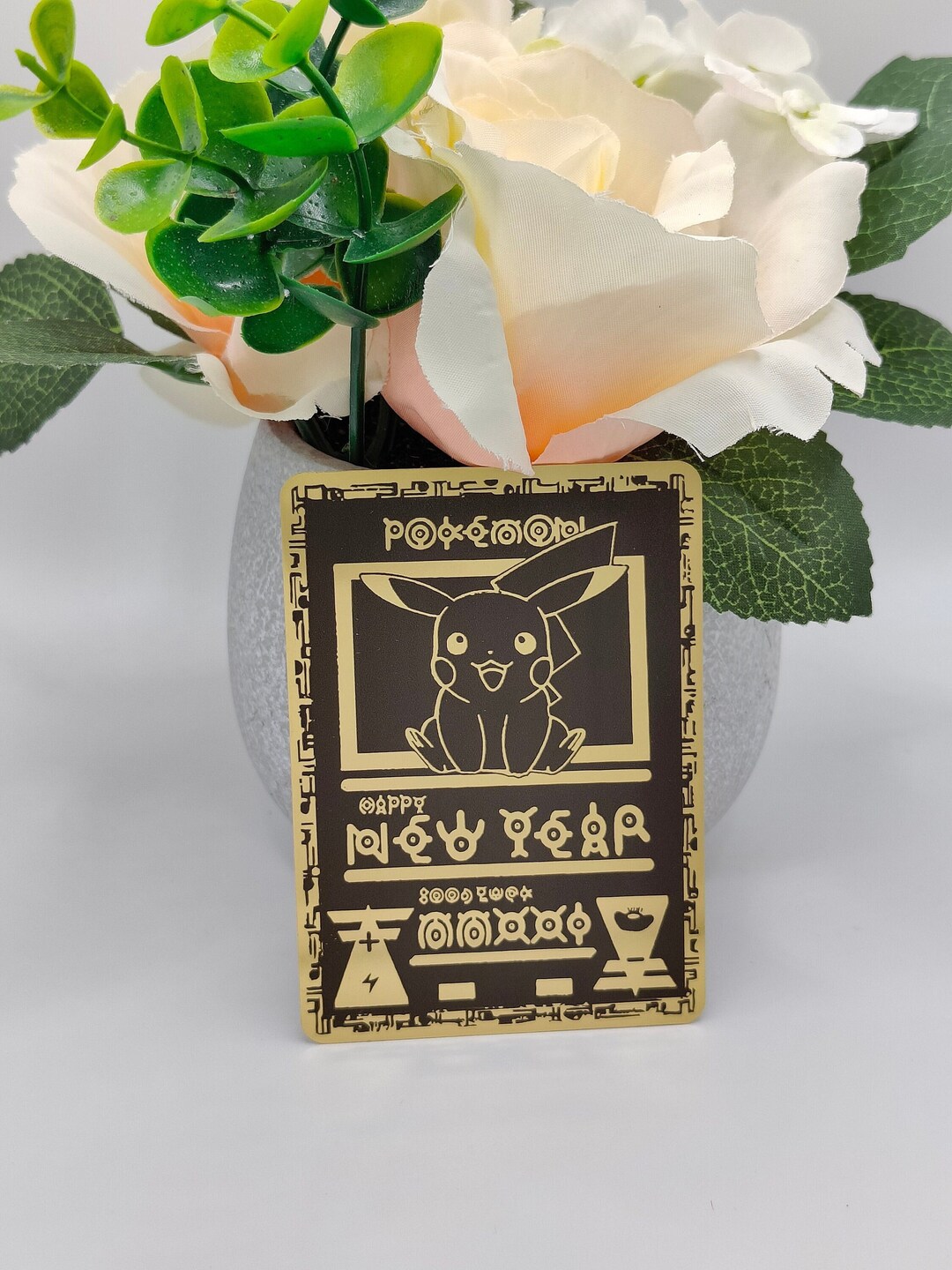 Pokemon Pikachu Ancient Style // Solid Metal Custom Card - Etsy